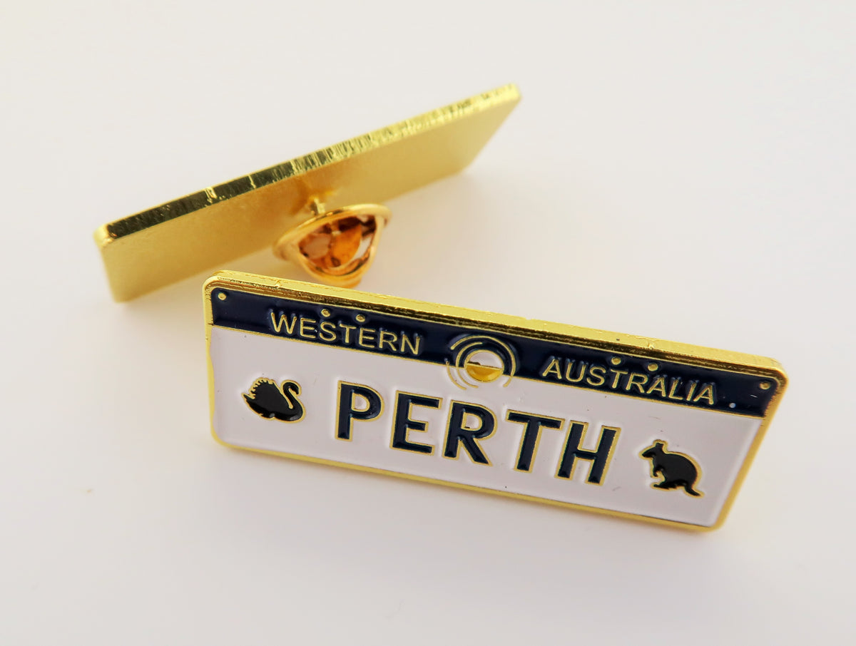 Shop Perth Large Number Plate Lapel Pin – Badges and Promotions Australia